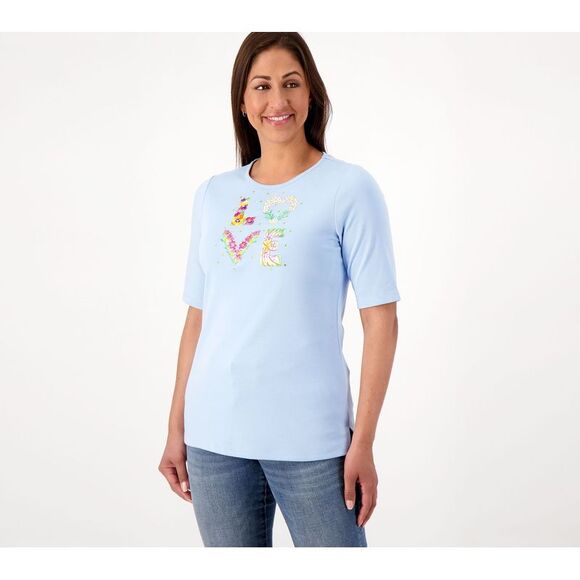 Quacker Factory | Tops | Quacker Factory Womens Top Sz L Summer Love ...